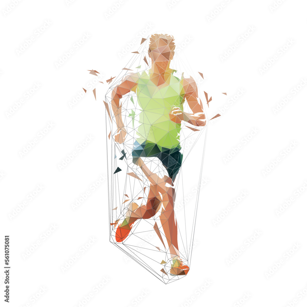 Run, running man, front view, low poly isolated vector illustration ...