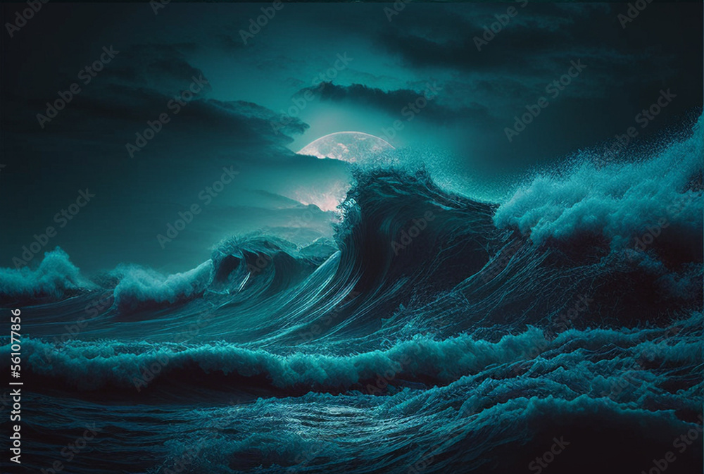 Fondo de Olas Azules - Océano - Generative AI Stock Illustration ...