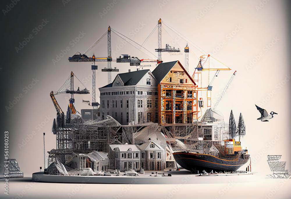 3D buildings emerging form architectural drawings made with Generative ...