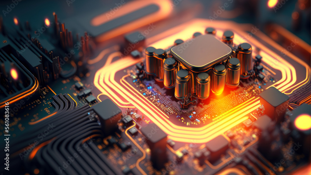 Processor chipset and circuit board background. Futuristic cyberspace ...