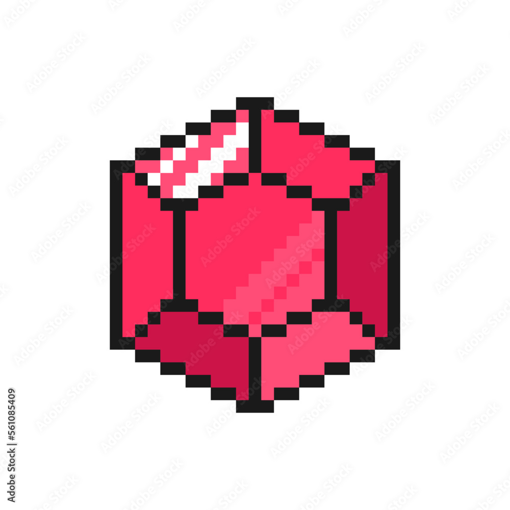 Ruby gemstone icon in pixel art style. Isolated on white background ...