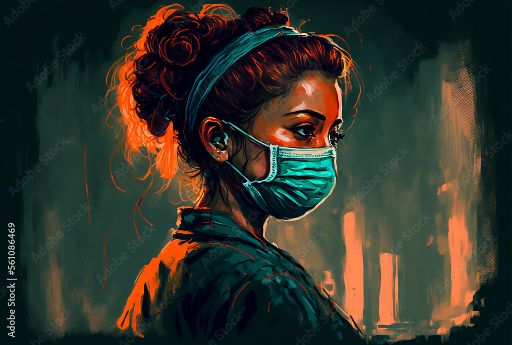 nurse with mask Stock Illustration | Adobe Stock