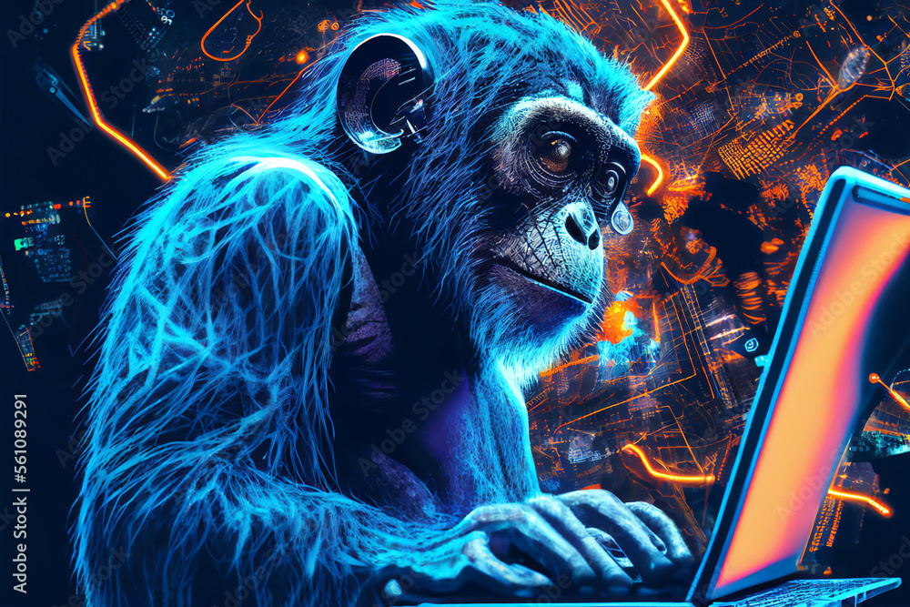 Chimpanzee surfing the internet network with big data and artificial ...
