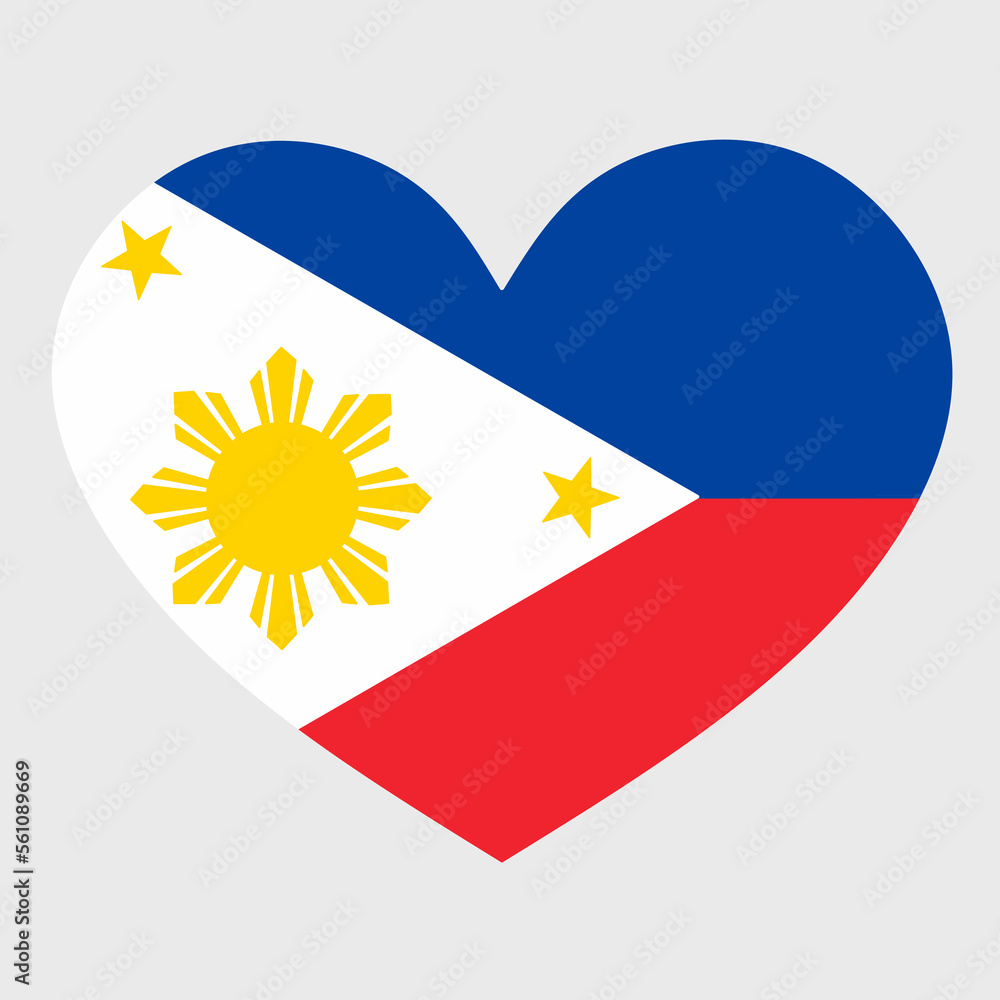 Vector illustration of the Philippines flag with a heart shaped ...