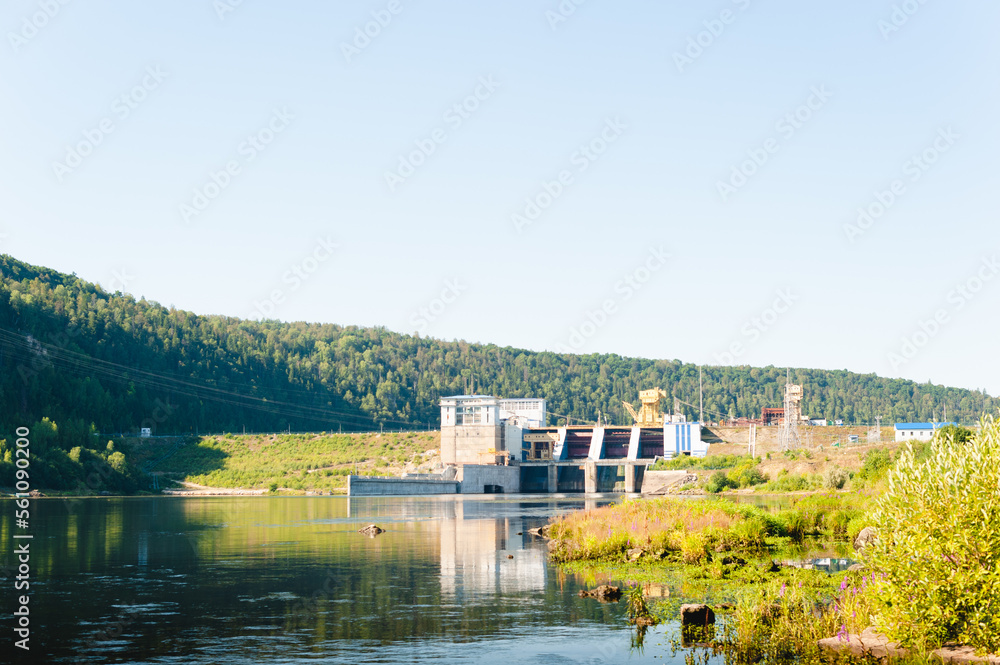Green energy. Old hydroelectric power plant. Energy infrastructure ...