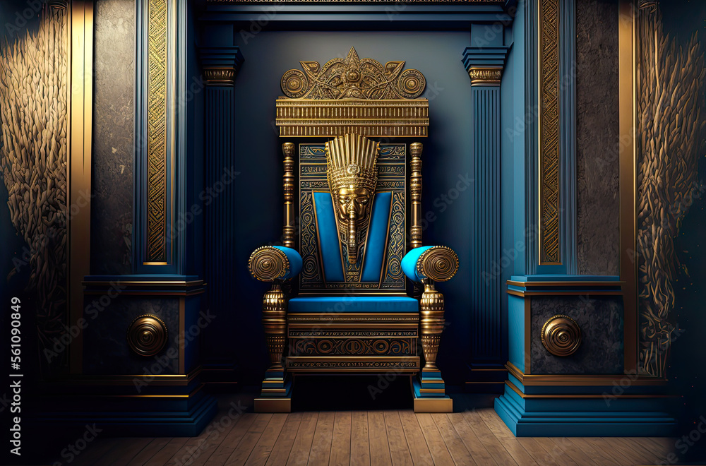 Throne room, blue and gold, royal. Generative AI Stock Illustration ...