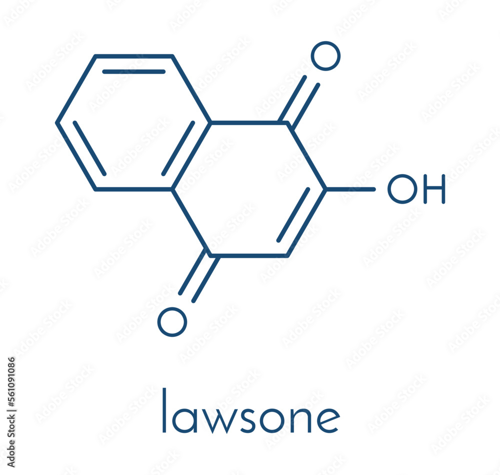 Lawsone (hennotannic acid) henna dye molecule. Skeletal formula. Stock ...