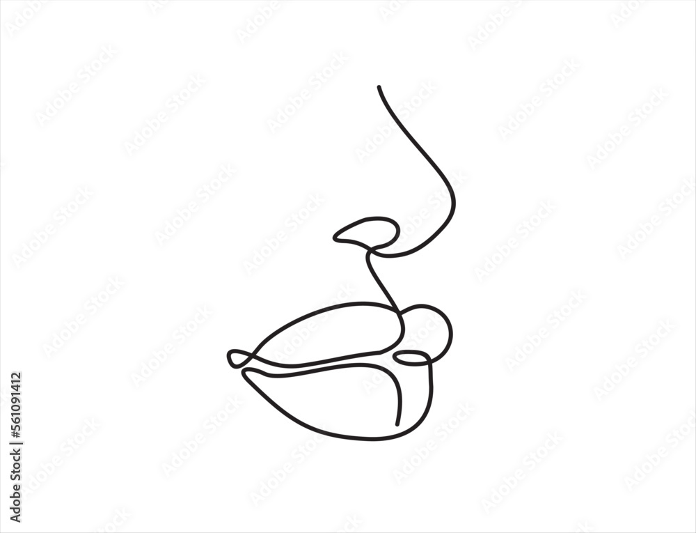 Continuous one line drawing of Lips. Beautiful vector illustration for ...