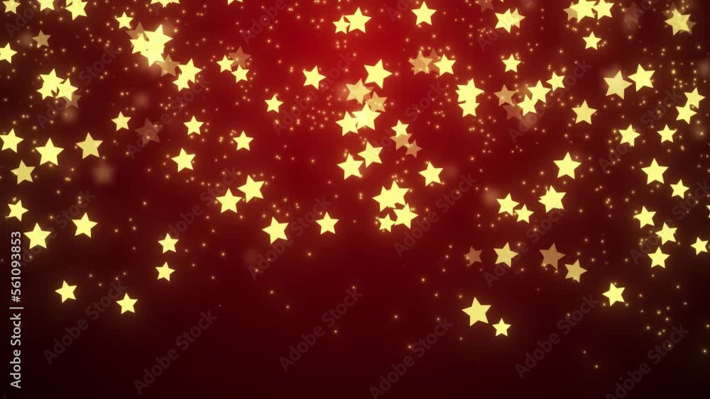 Golden Stars Falling On Gradient Red Background. Twinkle Starts Falling ...