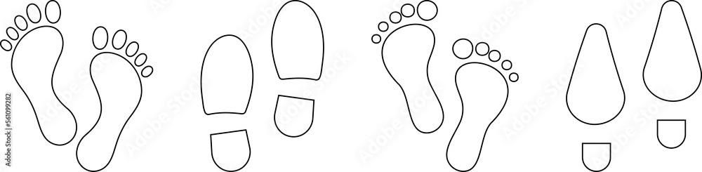 Footprint line icon set. PNG image Stock Illustration | Adobe Stock