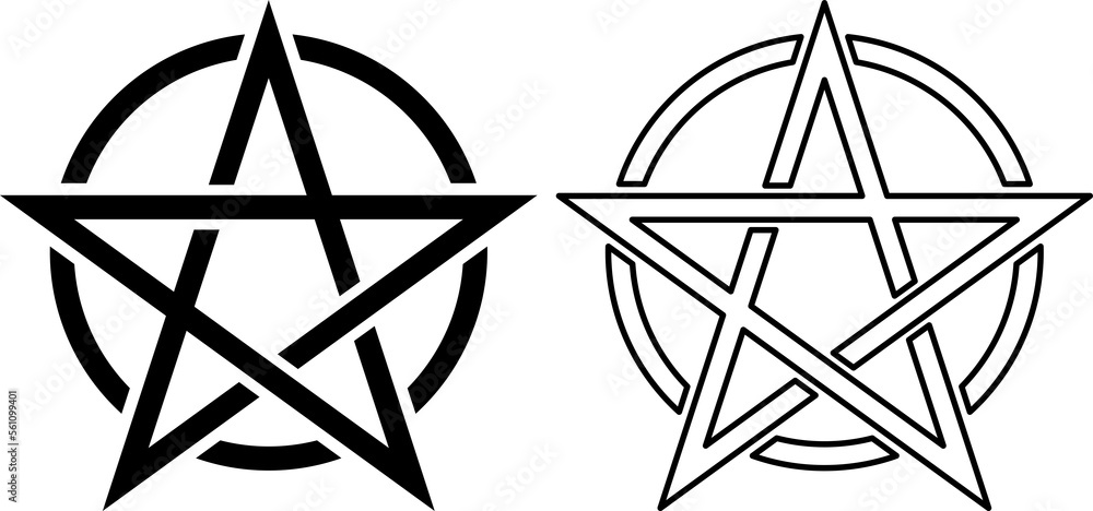 Pentacle icons. Magic, esoteric or magic symbols. PNG image Stock ...
