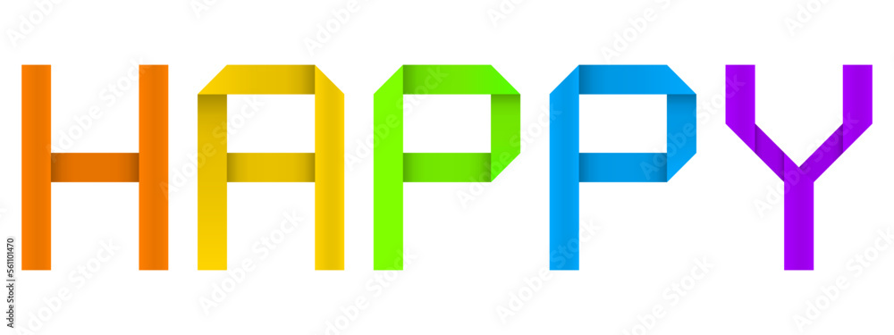 Vector concept or conceptual paper origami font forming the word HAPPY ...