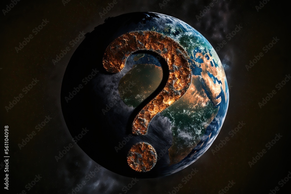 Huge question mark on planet earth created with Generative AI ...