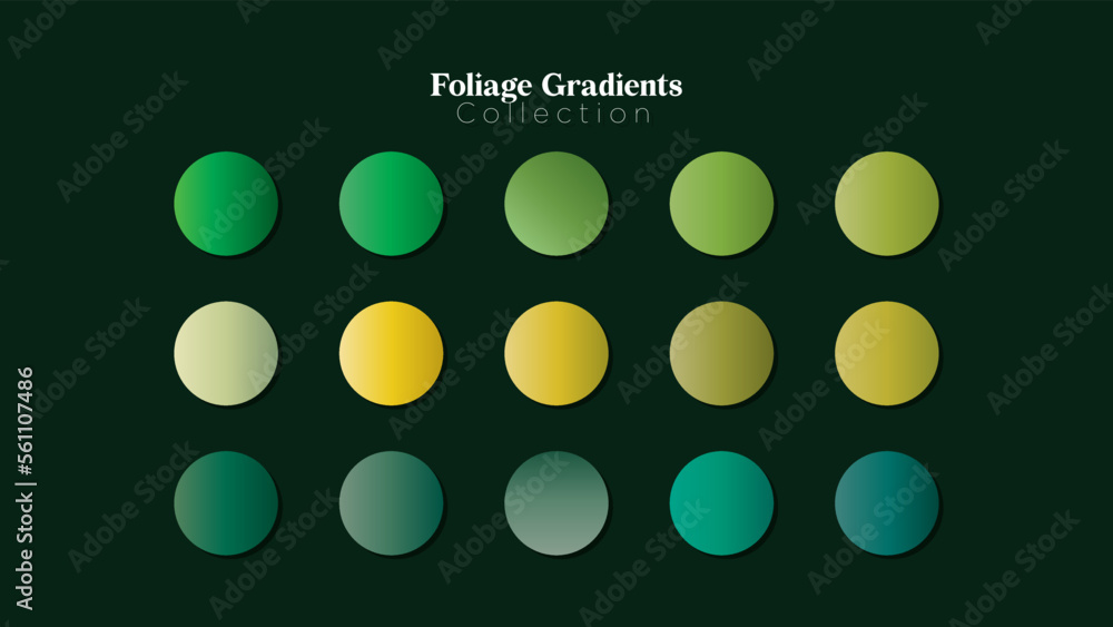 green Colors foliage set of gradients background Stock Vector | Adobe Stock
