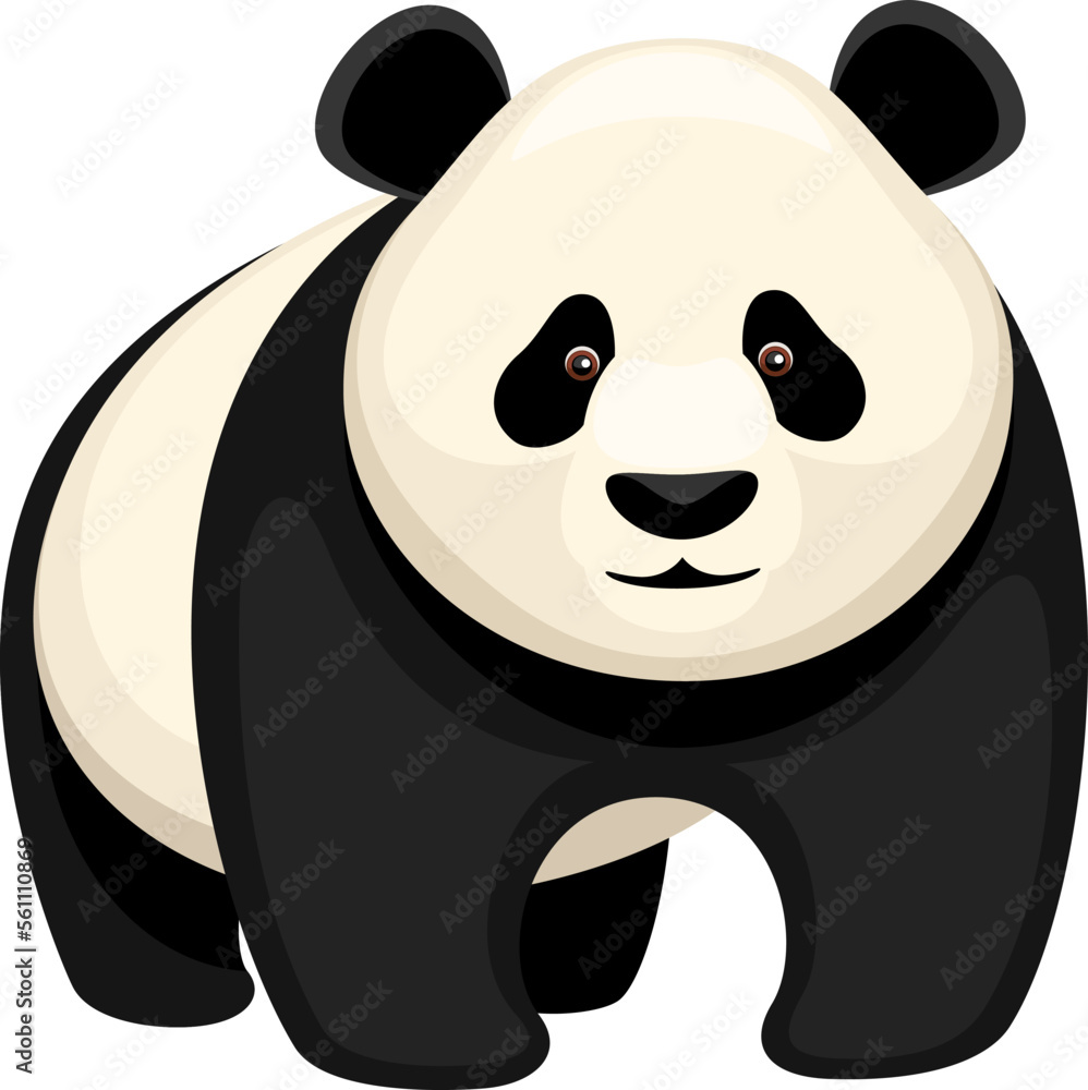 Vector illustration of a cartoon giant panda, standing and facing the ...