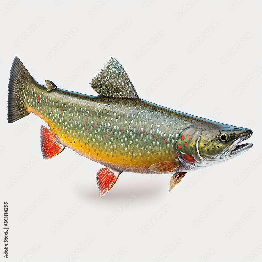 Brook Trout full body image with white background ultra realistic Stock ...