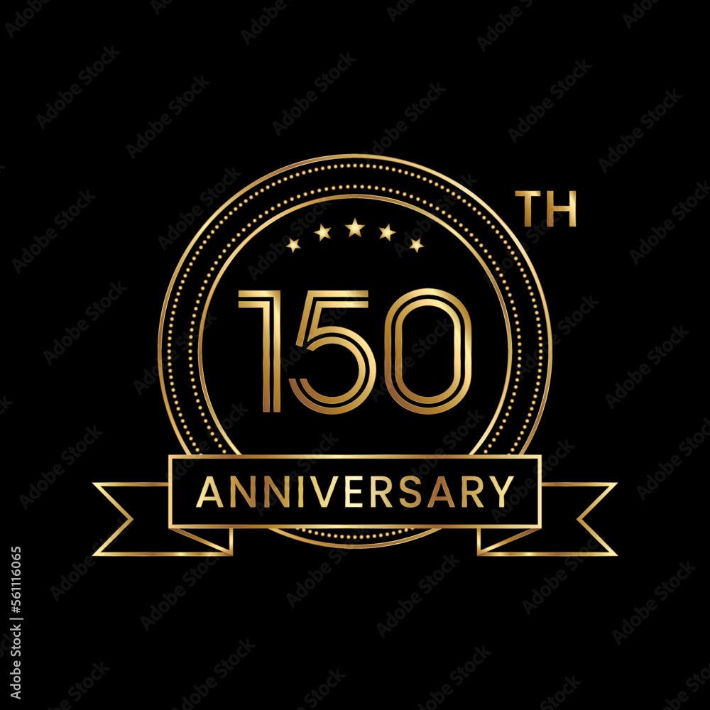 150th Anniversary logo design with gold color for celebration event ...