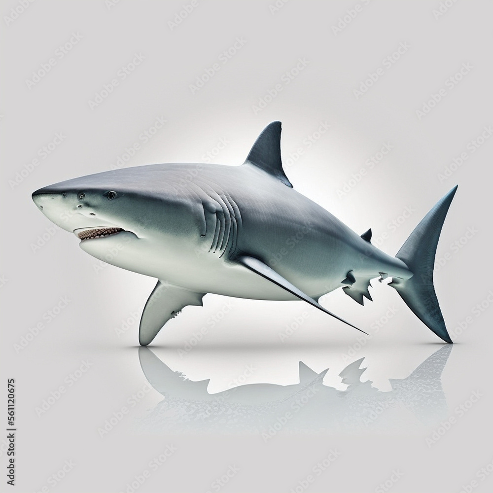 Bull Shark full body image with white background ultra realistic Stock ...