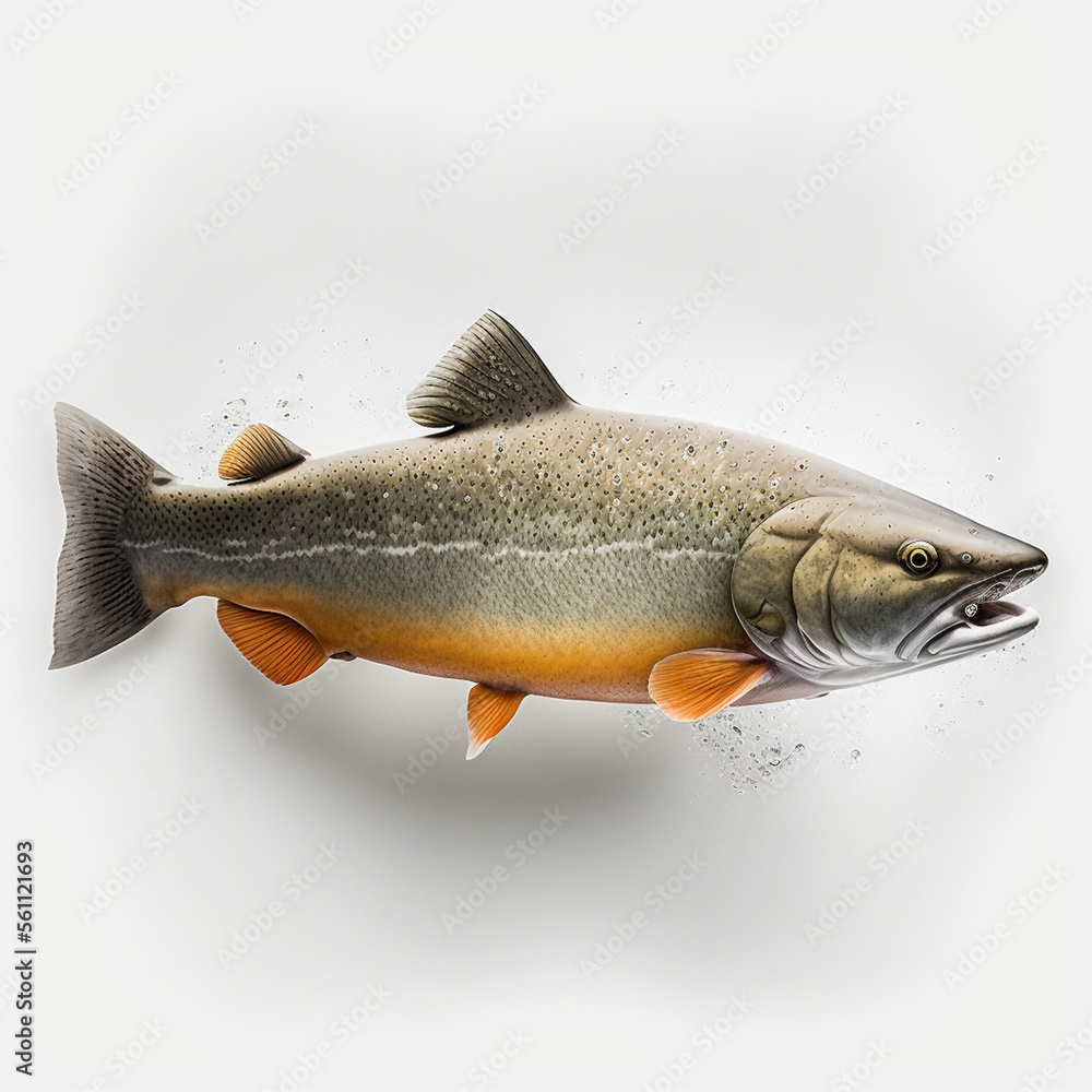 Bull Trout full body image with white background ultra realistic Stock ...