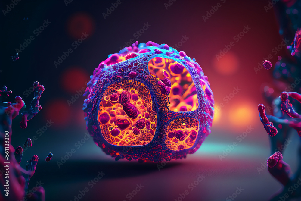 Human Cell in Vibrant Magenta: Epic Biomedical Illustration of Cell ...
