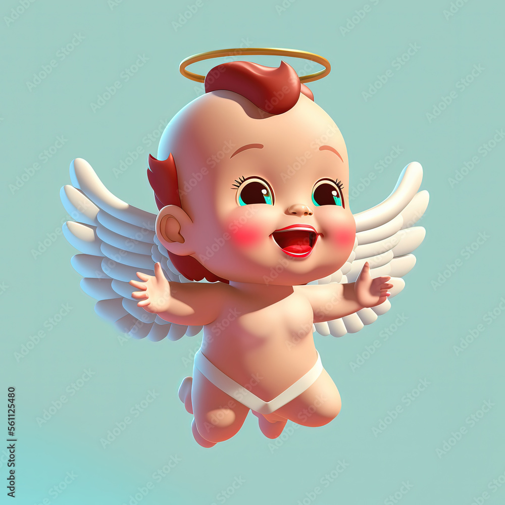 Happy cute baby angel by generative AI Stock Illustration | Adobe Stock