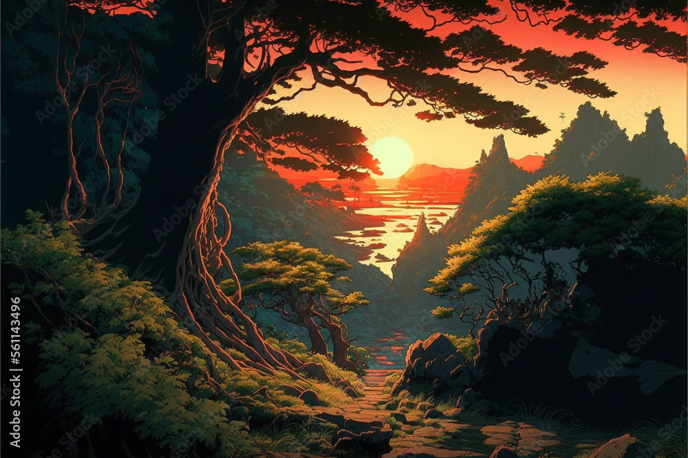 Superb anime-styled and DnD environment Stock Illustration | Adobe Stock