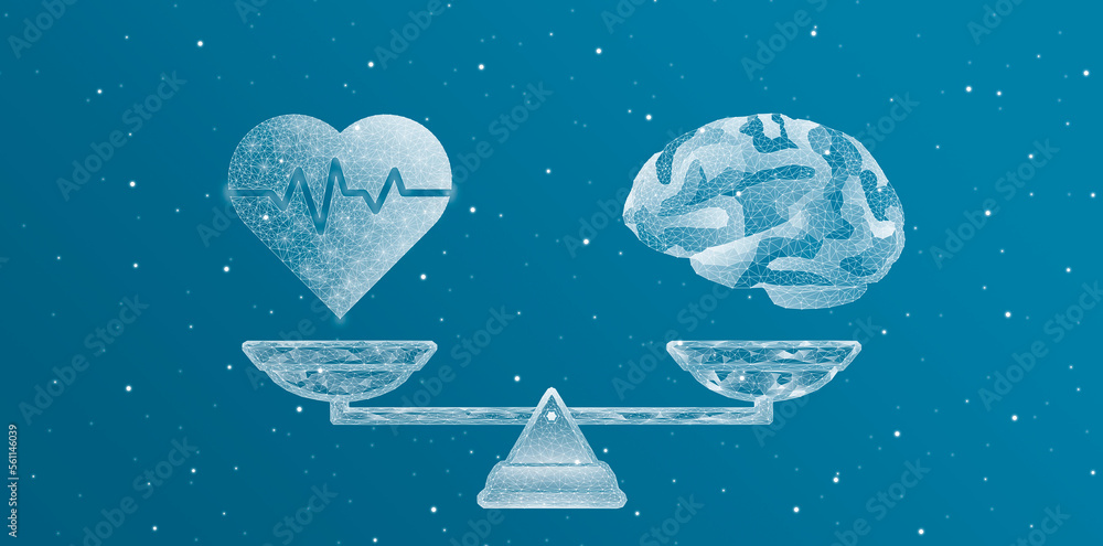On the scales of the brain and heart Stock Illustration | Adobe Stock