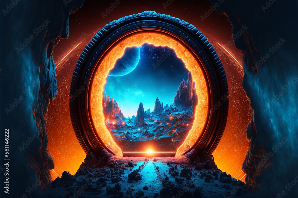 Ilustração do Stock: Generative AI art, Futuristic scifi Stargate ...