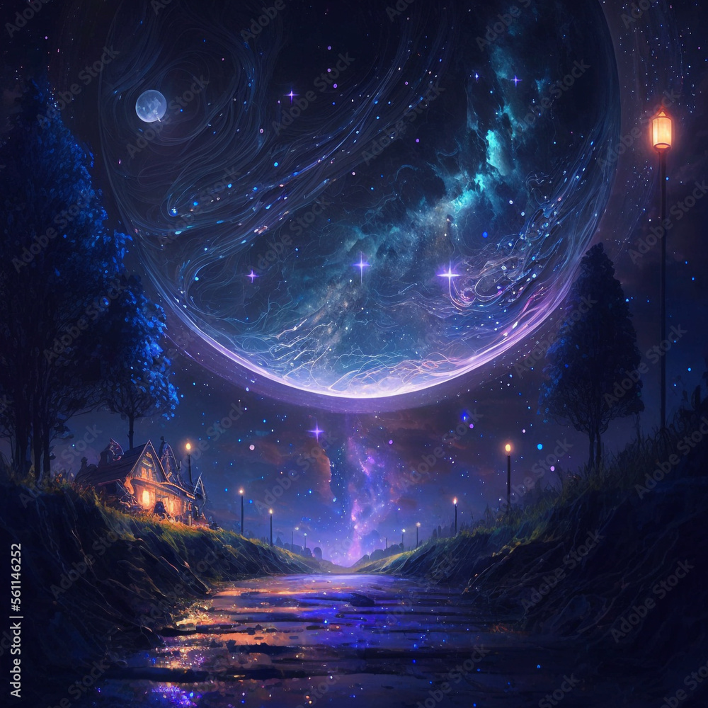 Futuristic Astronaut standing on rock in a Cosmos Nebula. Highly ...