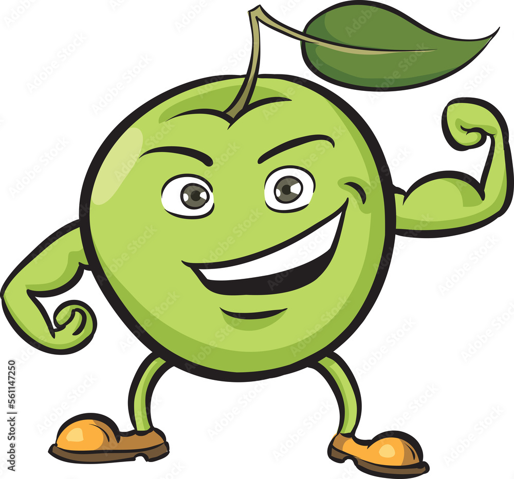 cartoon green apple character strong - PNG image with transparent ...