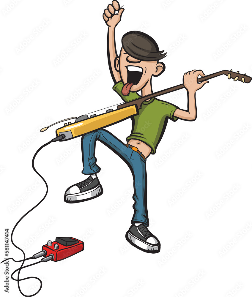 cartoon rock guitarist on stage - PNG image with transparent background ...