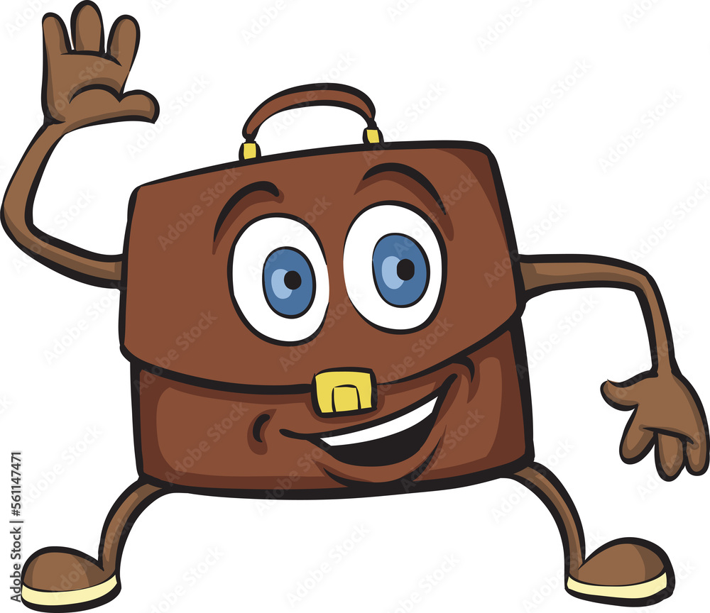 cartoon smiling briefcase character - PNG image with transparent ...