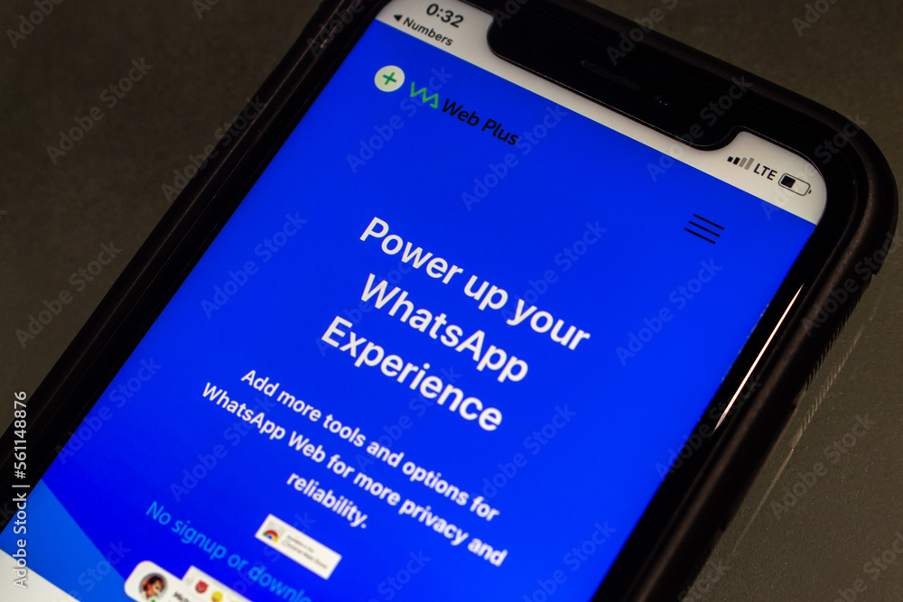 Vancouver, CANADA - Dec 9 2022 : WA Web Plus website seen in an iPhone ...