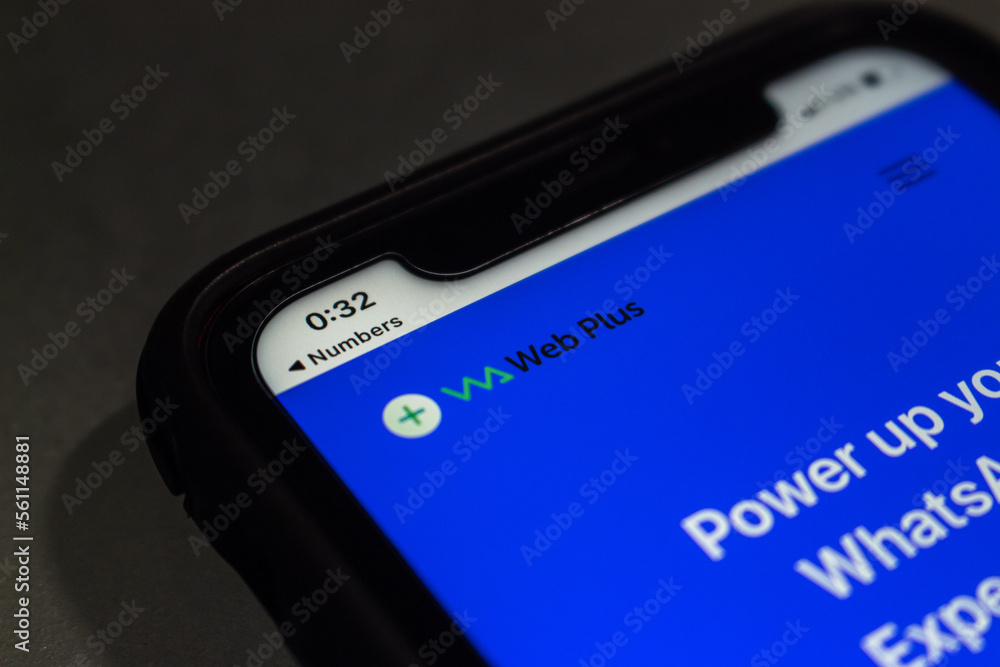 Vancouver, CANADA - Dec 9 2022 : WA Web Plus website seen in an iPhone ...