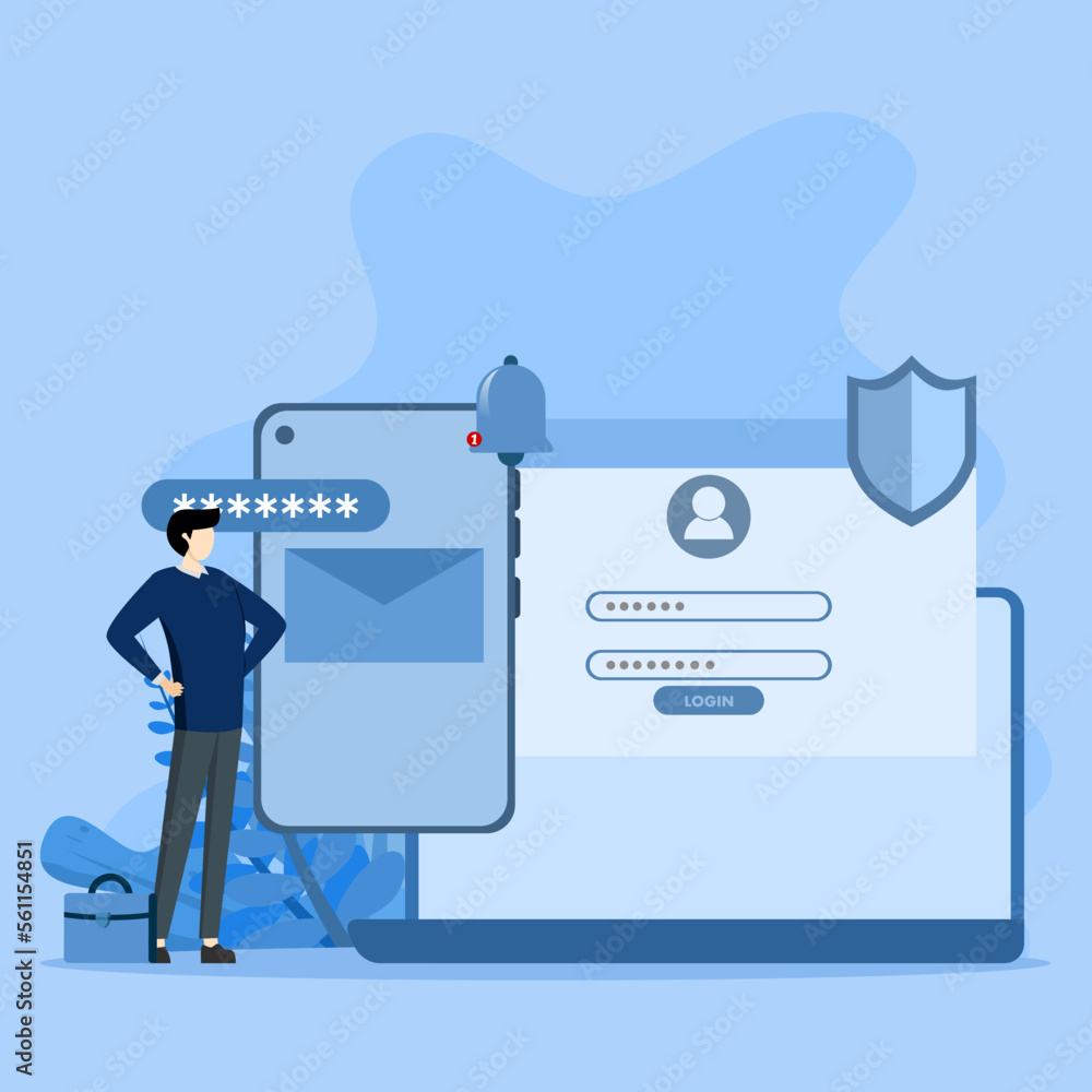 Two Step Security Concept Character Uses Two Step Verification To