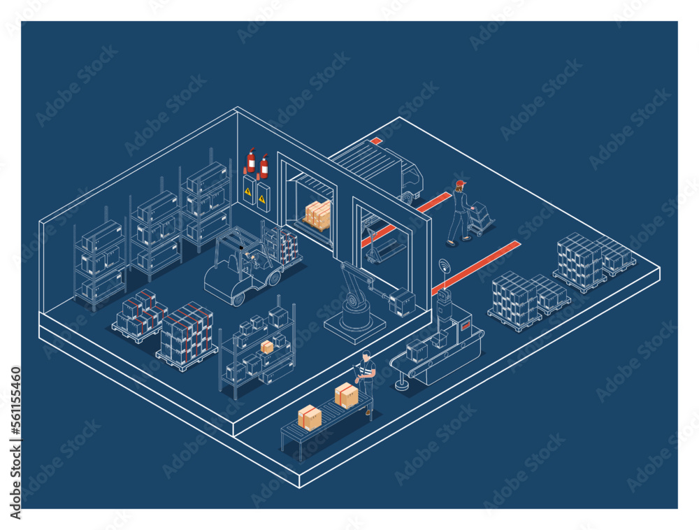 3D isometric Supply Chain Management - SCM concept with Collaborative ...