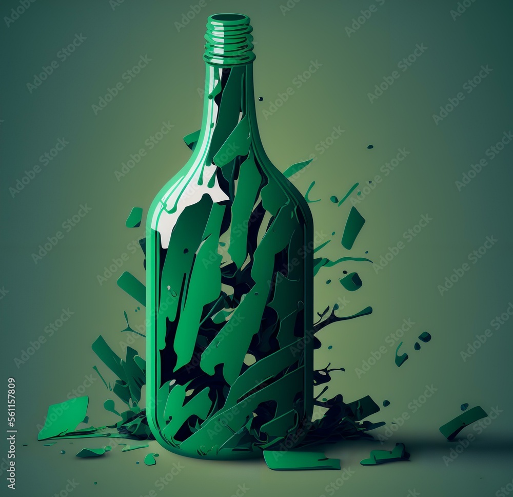 shattered bottle, symbolising the destructive effects of substance ...