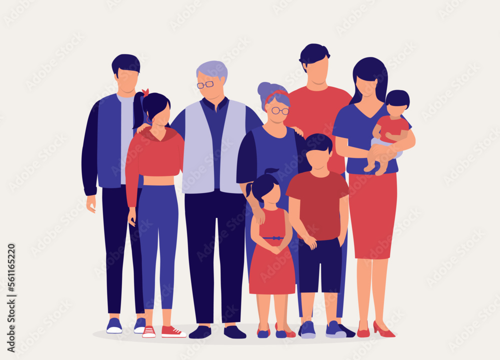 Póster Portrait Of Family With Three Generations Of Two Parents ...