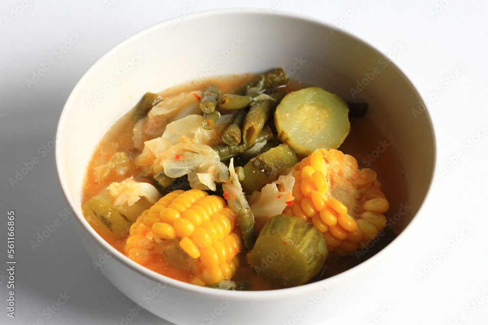 Sayur asem or sayur asam is a popular Indonesian vegetable in tamarind ...