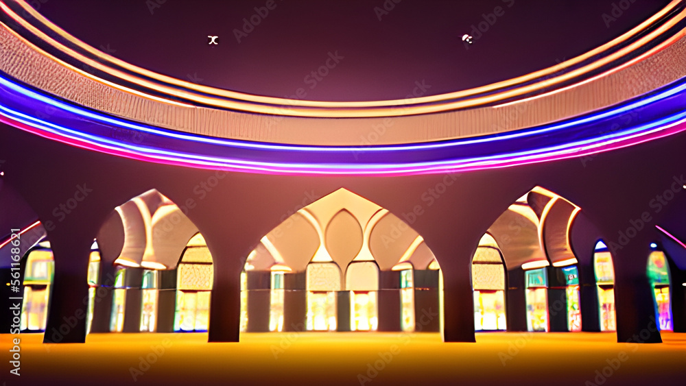islamic night futuristic mosque, space, nebulae, stars generative ai ...