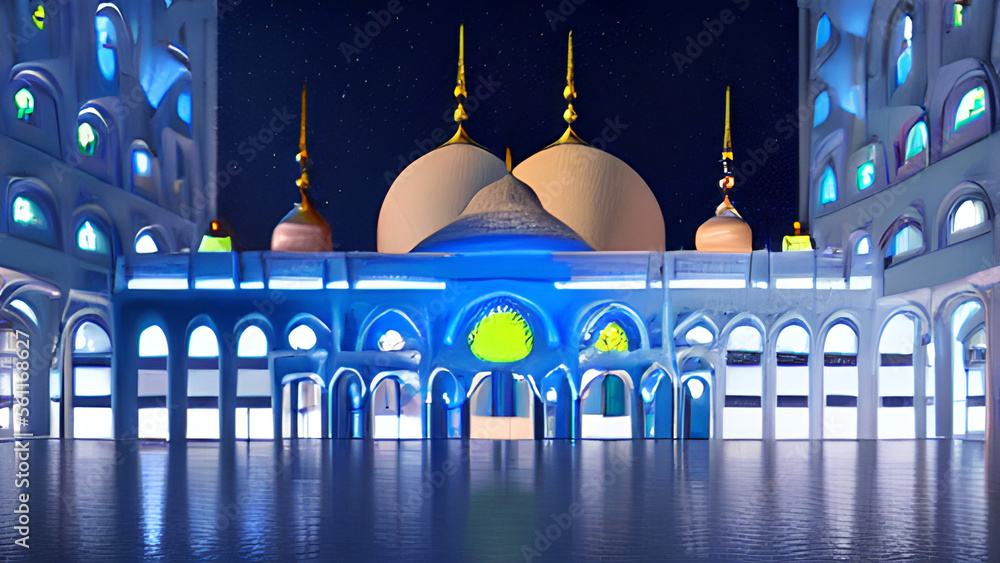 islamic night futuristic mosque, space, nebulae, stars generative ai ...