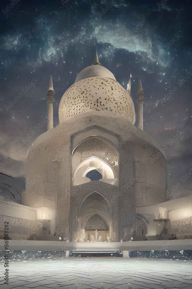 islamic night futuristic mosque, space, nebulae, stars generative ai ...