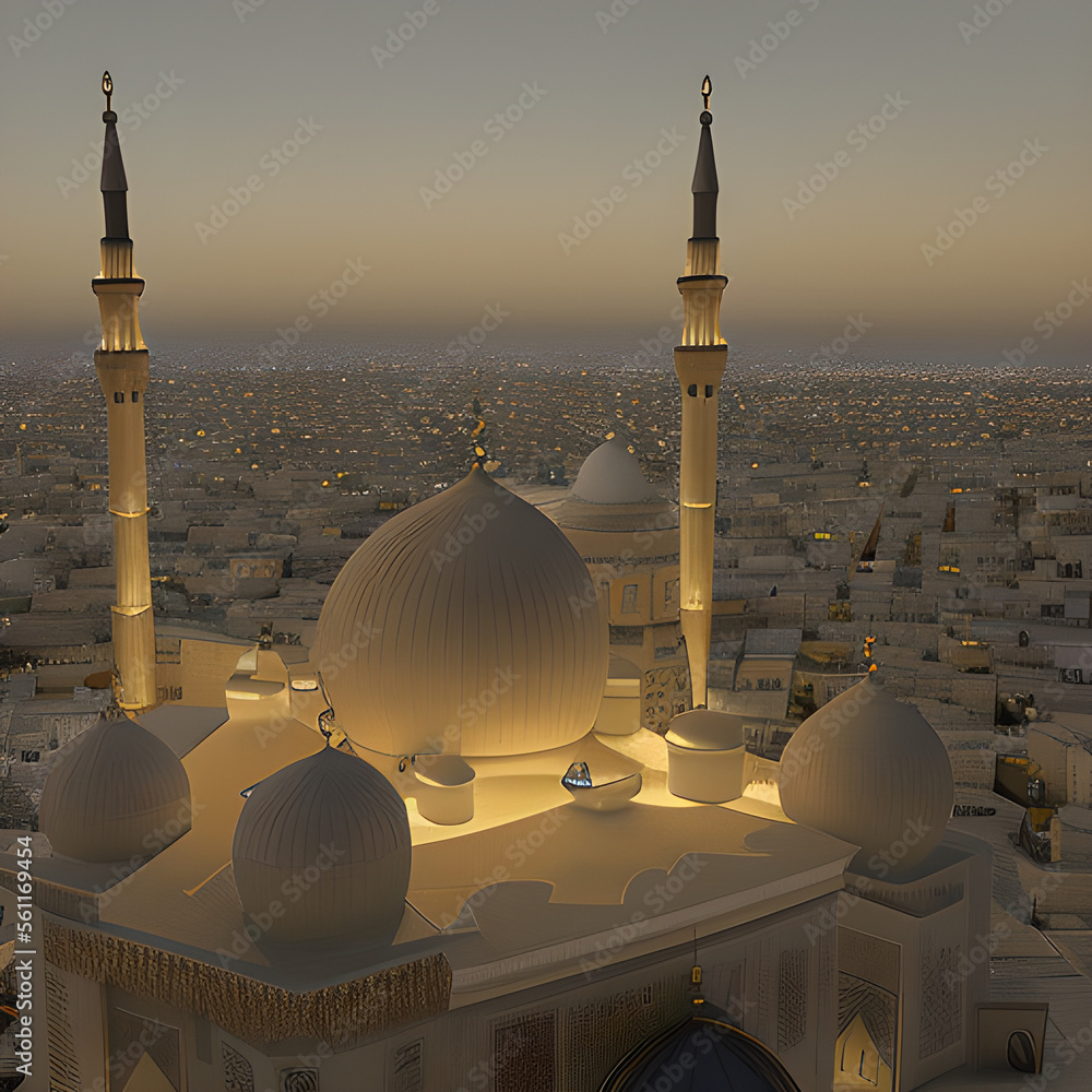 islamic night futuristic mosque, space, nebulae, stars generative ai ...