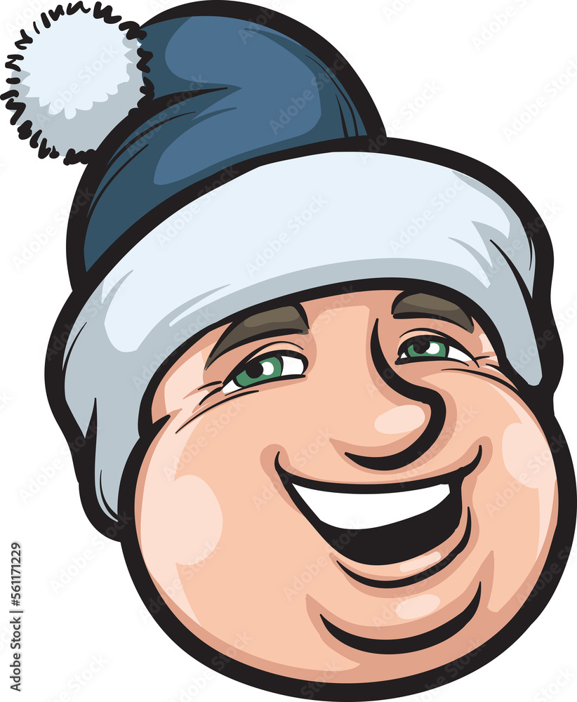 cartoon smiling man in winter hat face - PNG image with transparent ...