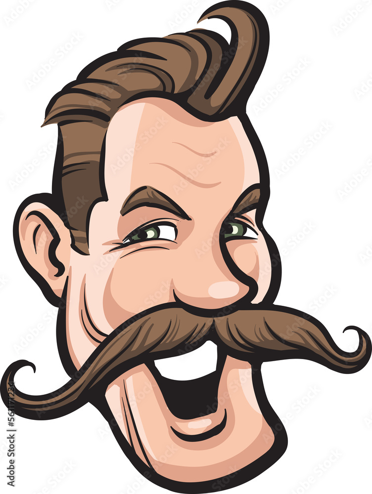cartoon smiling man with big mustaches face - PNG image with ...