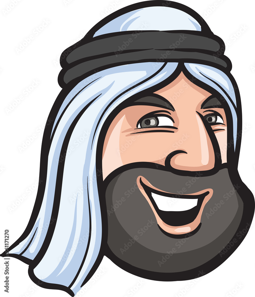 cartoon smiling middle east face - PNG image with transparent ...