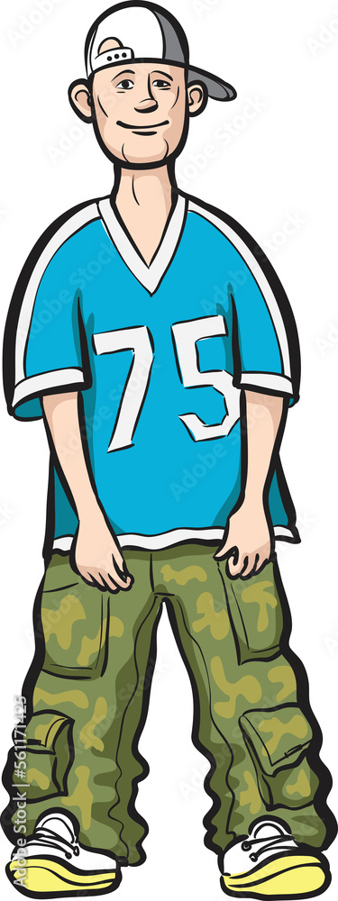 cartoon standing hip hop style young man - PNG image with transparent ...
