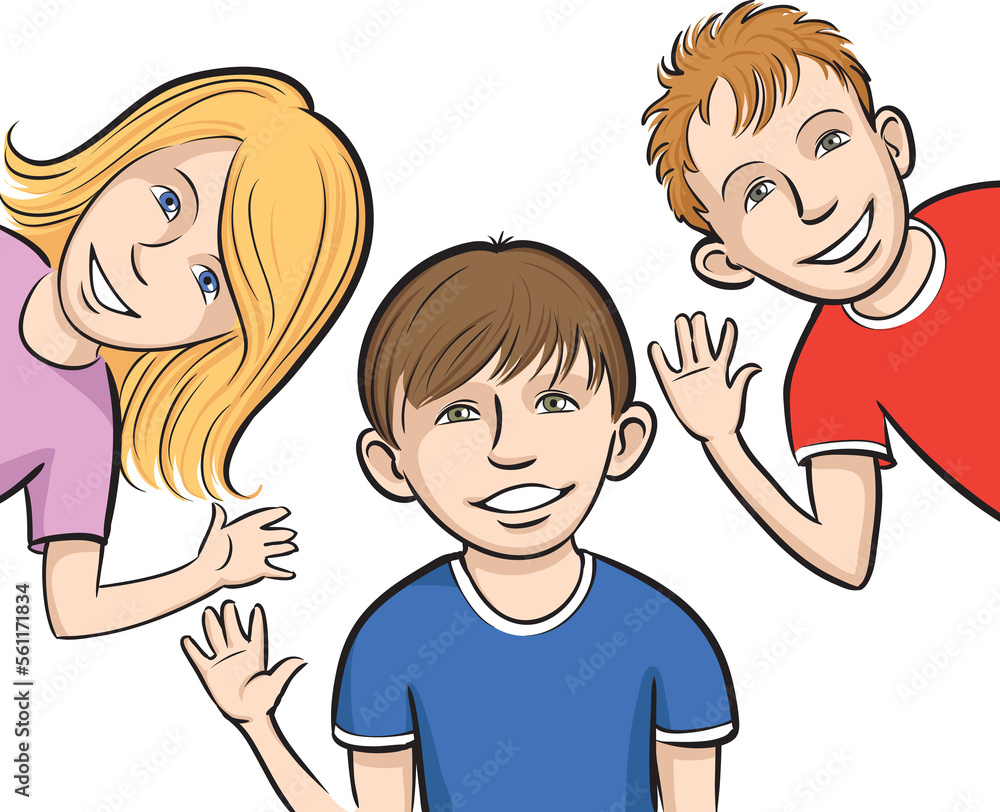 smiling kids waving - PNG image with transparent background Stock ...