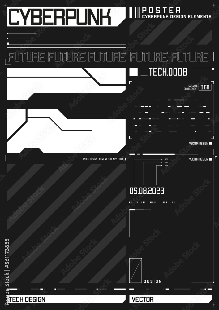 Cyberpunk futuristic poster. Tech cyberpunk design for web and print ...