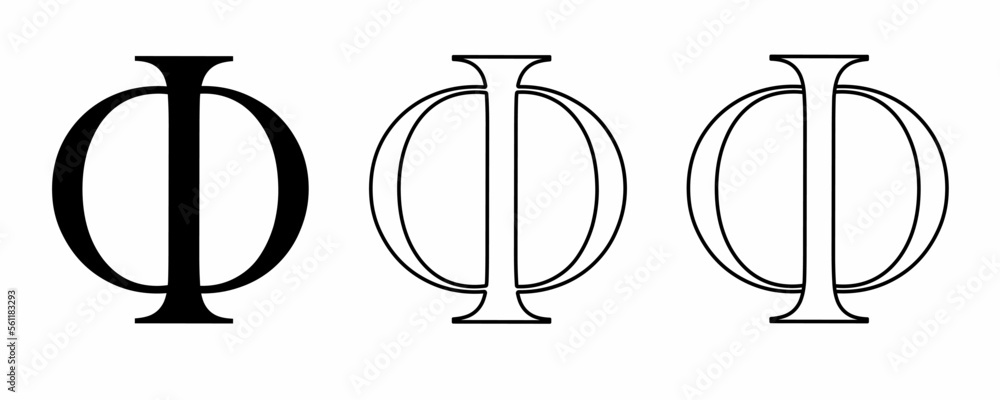 Phi greek letter vector icon set isolated on white background.phi ...